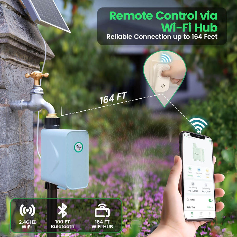 LetPot Smart Hose Timer with WiFi Hub, Solar Powered Garden Watering ...