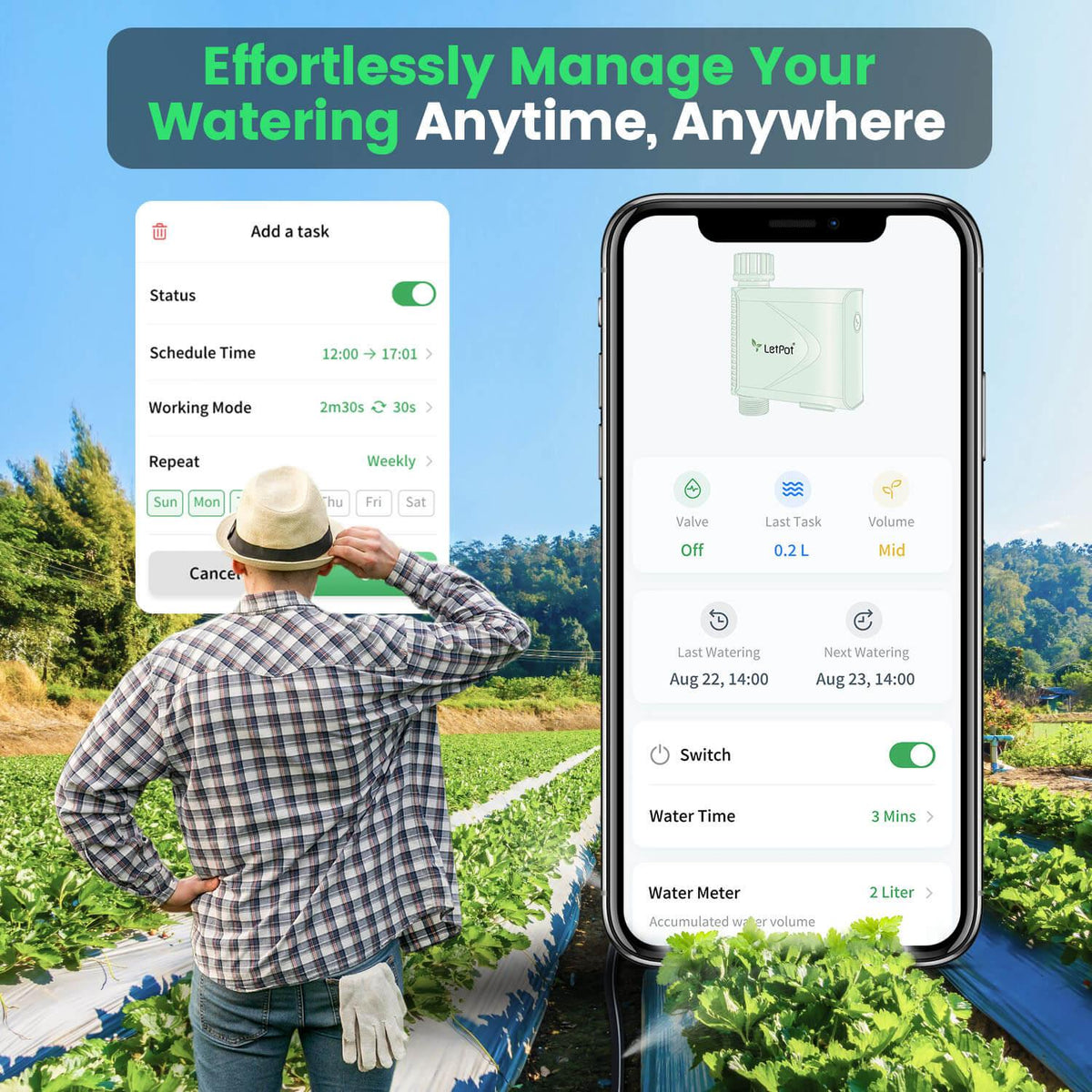 LetPot Smart Hose Timer with WiFi Hub, Solar Powered Garden Watering ...